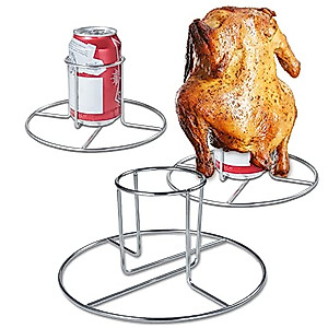Chicken Leg and Wing Rack for Grill, 2 Pcs Beer Can Chicken Holder for Oven, and Large Rib Rack for Smoking Bundle - Premium Quality Stainless Steel - Easy to Use and Clean