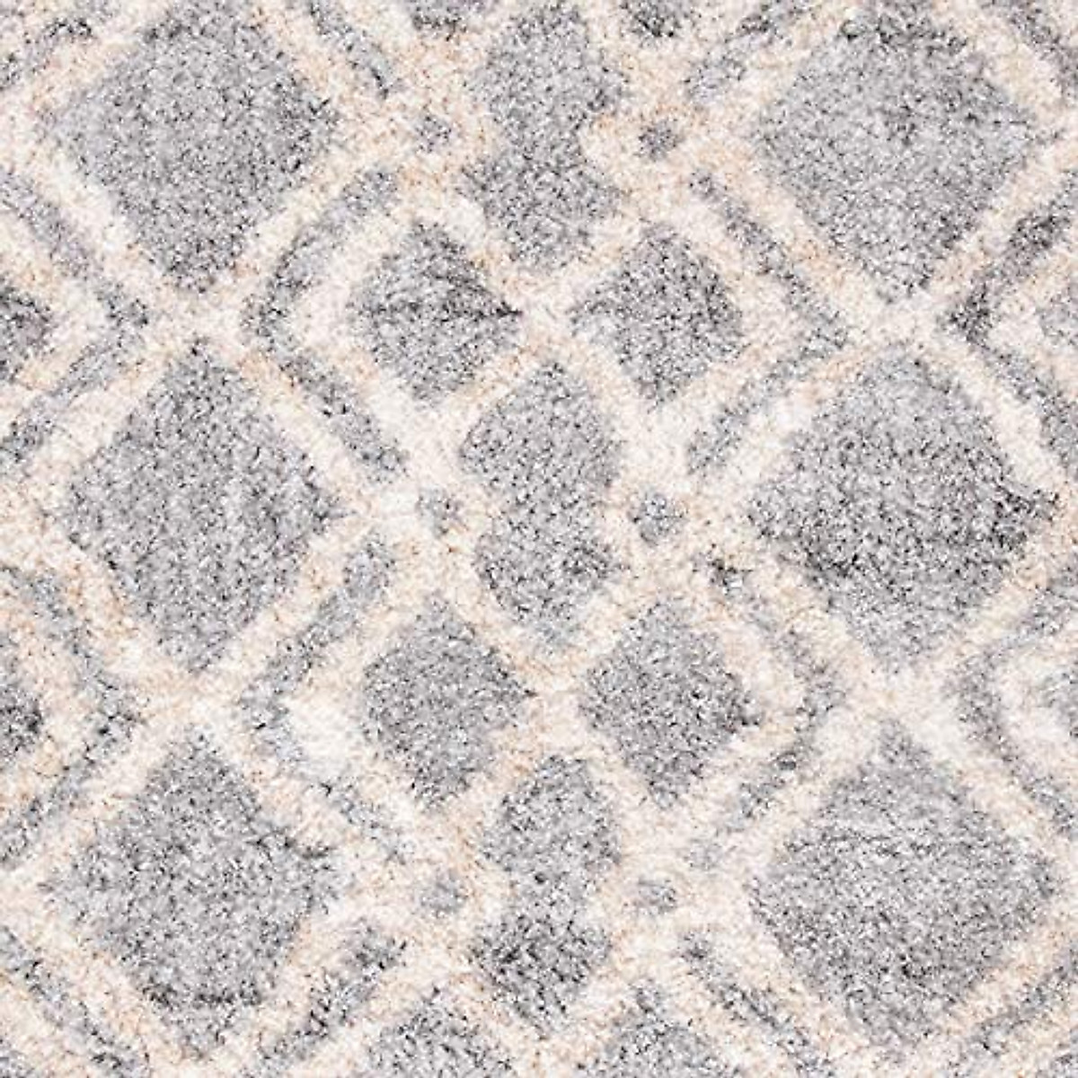 SAFAVIEH Berber Shag Collection Area Rug - 6'7" Square, Grey & Cream, Moroccan Design, Non-Shedding & Easy Care, 1.2-inch Thick Ideal for High Traffic Areas in Living Room, Bedroom (BER213G)