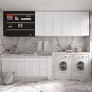 LOVMOR 36'' Bathroom Vanity Sink Base Cabinet with 2-Doors, Storage Cabinet with 3-Drawers on The Left, Suitable for Bathrooms, Kitchens, Laundry Rooms and Other Places.