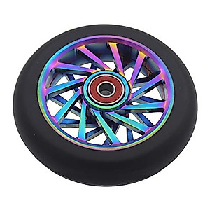 aibiku 110mm Hollow Wheel - Bearings ABEC 11 Installed - Pro Stunt Scooter Wheel fit for Fuzion/Envy/MGP/Lucky TFOX/Vokul Pro Scooter Replacement Wheels - 2PCS(Colorful/Black)