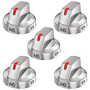 [Upgraded] DG64-00473A Stove Knobs Compatible with Samsung Gas Range, Reinforced Stainless Steel Protection Power Ring, Ultra Durable Control Knobs Replacement for Samsung Stove Burner Oven (5 Pack)