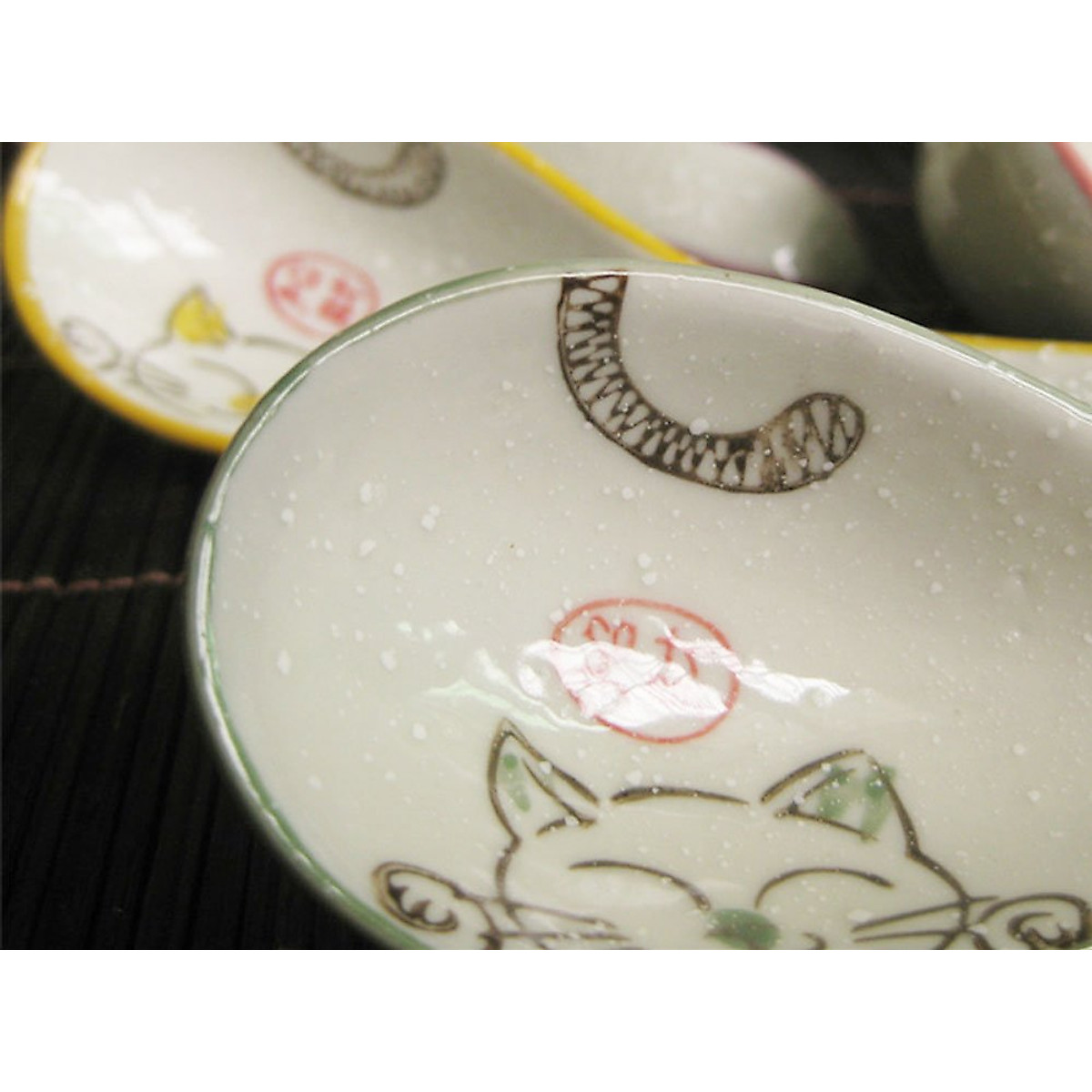 5pcs Ceramics Japanese Fortune Cat Lucky Cat Hand Painted Soup Spoons