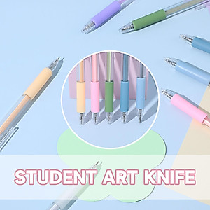 Dimeho Knife Pen Craft Cutting Tool, 7Pcs Student Utility Paper Pen Cutter Retractable Precision Paper Cutting Carving Tools Cartoon Pattern Art Utility Hobby Knife Pen for DIY Crafting Scrapbooking