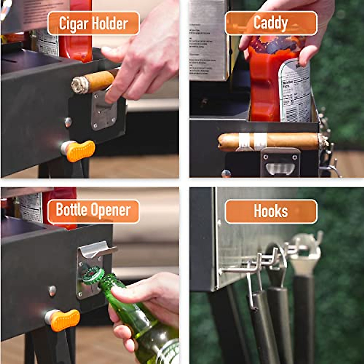 Yukon Glory Universal Portable Grill Table/Flat Top Grill Griddles Stand with Built in Grill Caddy - Designed to Fit Tabletop Blackstone Griddle & Many Others - Outdoor Cooking Camping & Tailgating