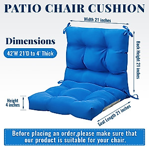 Marsui Outdoor Indoor High Back Chair Cushions Patio Furniture Tufted Pillow with Ties All Weather Replacement Cushions Outdoor Rocking Chair Cushions, 42 x 21 Inches(Gray, 6 Pcs)