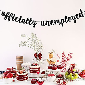 Officially Unemployed Banner, Happy Retirement Decorations, Funny Glittery Retirement Party Decorations