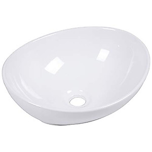 Oval Vessel Sink - Mocoloo 16” x 13“ Bathroom Sink Countertop Oval Shape Small Bathroom Sink White Porcelain Ceramic vanity Bowl, Above Counter Modern Art Bsin.