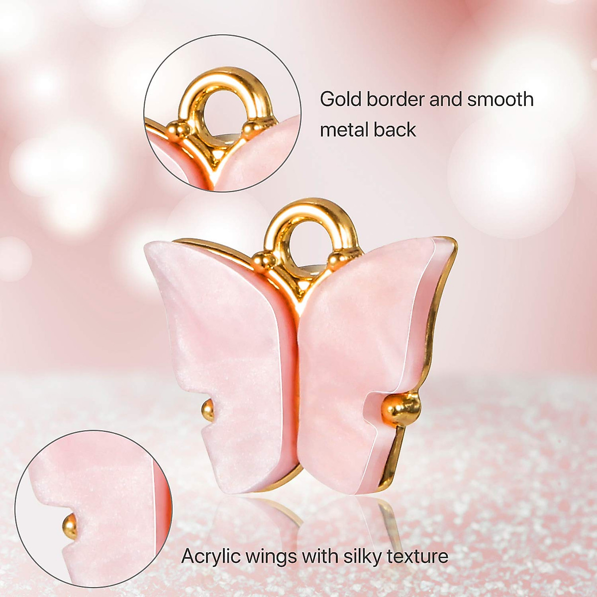 Hicarer 30 Pieces Butterfly Charms Acrylic Pendant Bracelet Charms for Jewelry DIY Necklace Bracelet Earring Making Crafting Accessory (Multicolor)