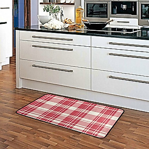 susiyo Plaid Red Kitchen Rug Floor Mat Non-Slip Anti Fatigue Memory Foam Comfort Standing Mats for Entryway Hallway Bathroom Welcome Doormat 39x20inch