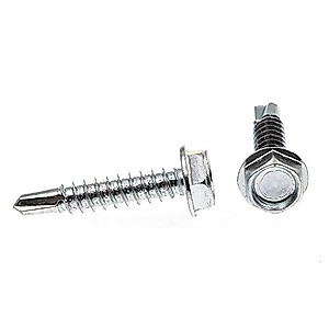 Prime-Line 9032447 Sheet Metal Screws, Self-Drilling, Indented Hex Washer Head, 10 X 1 in, Zinc Plated Case Hardened Steel, (50-pack)