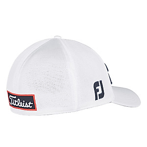 Titleist Men's Tour Sports Mesh Golf Hat, White/Navy, Large-X-Large US