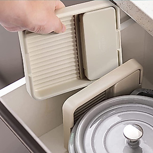 2Pack Spoon Rest with Pot Lid Holder, Foldable Cooking Ladle/Spatula/Spoon Holder Organizer with Drip Pad for Stove Top, Heat-Resistant Utensil Rest for Kitchen Countertop (Ivory)