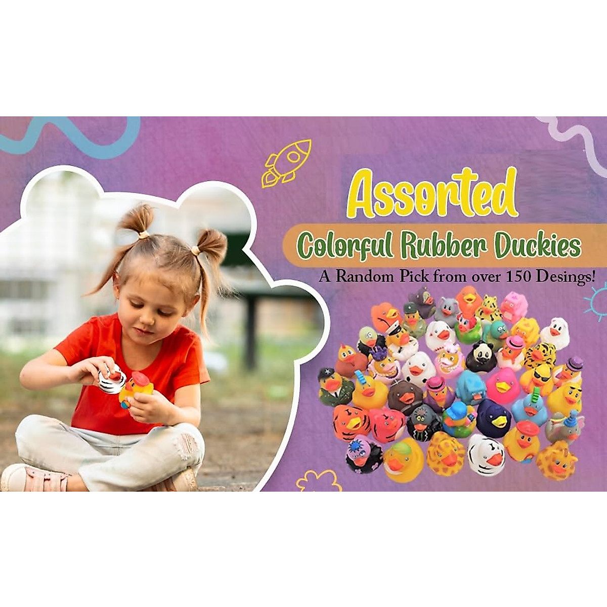 Assorted Colorful Rubber Duckies (2") Ducks Ducky Duck Ducking (6 Pack) Jeep Ducking Bath Tub Pool Toy