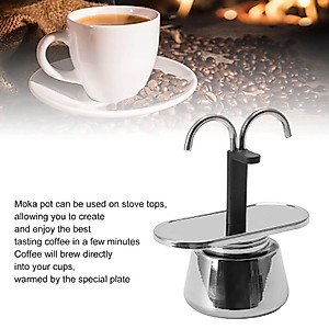 Fdit Stovetop Mini 2 Cup Moka Pot Double Head Stainless Steel Mocha Coffee Pot Great Flavored Italian Style Espresso Delicious Coffee Maker