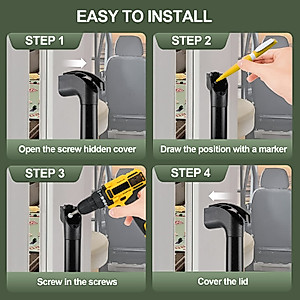 ESUDNT RV Grab Handle, Aluminum Automotive Entry Door Assist Bar for Camper, Trailer, Truck, Cargo Trailer, Boat (2 Pack,Black)