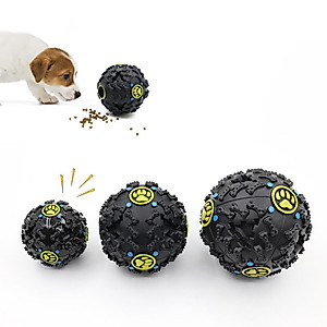 Pawcia Giggle Ball, Pawcia Giggle Sound Dog Ball, Pawcia Dog Ball, Pawcia Giggle Sound Ball, Squeaky Wobble Giggle Sound Indestructible Dog Toy with Food Dogs Food Dispenser (Black+Blue, M-3.54in)