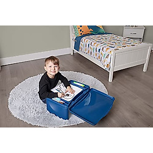 Baby Boom Funhouse Dinosaurs Kids Lap Desk with Storage - Folding Lid & Collapsible Design - Portable for Travel or use in Bed at Home - Great for Writing, Reading, Blue, 1 Count