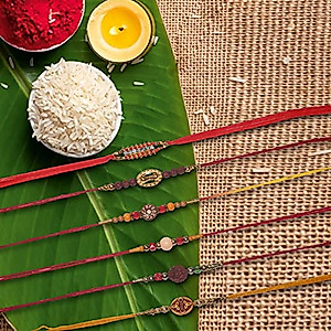 Set of 6 Rakhi for Brother, Rakhi Bracelet Thread Raksha Bandhan Rakhi Gift, Rakhi for family Raksha Bandhan Festival Wrist bands for loving Sibling, Brother Sister & Father