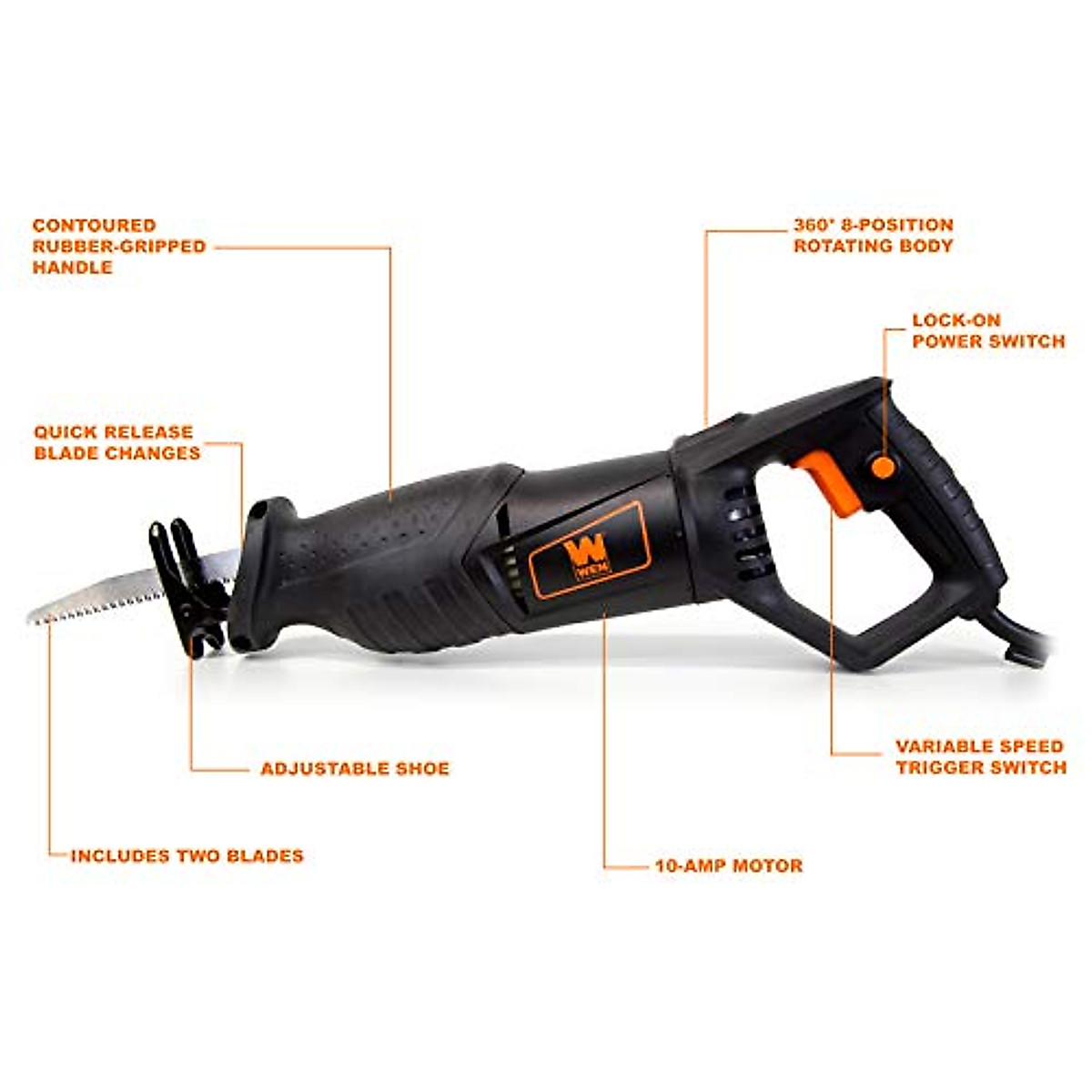 WEN 3630 10-Amp 8-Position Variable Speed Reciprocating Saw