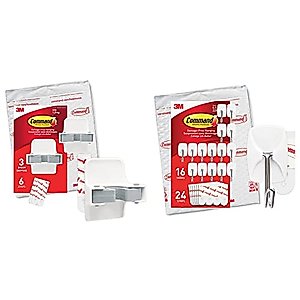 Command Broom and Mop Grippers Wall Hook & Small Wire Toggle Hooks, Damage Free Hanging Wall Hooks with Adhesive Strips, No Tools Wall Hooks