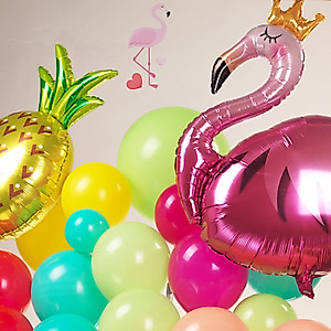 Flamingo Tropical Balloon Garland kit Hot Pink Teal Orange Mylar Pineapple Palm Ballloon arch For Summer Beach Hawaiian Luau Aloha Birthday Baby Shower Party Decorations