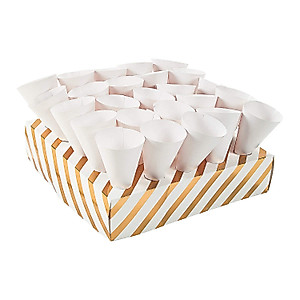 Gold Foil Treat Tray with Cones Set - 2 Trays and 50 Paper Cones - Wedding, Event and Party Supplies