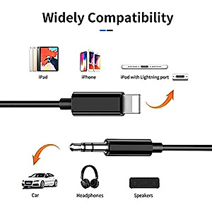 Aux Cord for iPhone Car Adapter,3.3Ft [Apple MFi Certified] Lightning to 3.5mm Aux Audio Cable Compatible with iPhone14/13/12/11/XS/XR/X 8 7 6/iPad/iPod to Car/Home Stereo,Speaker,Headphone All iOS