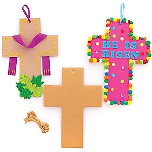 Baker Ross AT569 Cross Craft Blanks - Pack of 10, Ideal for Kids to Decorate, Arts and Crafts, Educational Toys, Gifts, Keepsakes