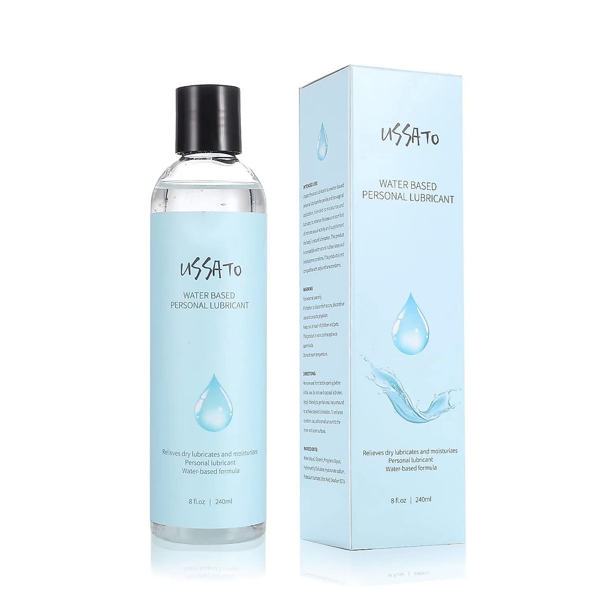 USSATO Water Based Lube, Natural Feeling Long Lasting Non Sticky Slippery Personal Lubricant Moisturizer for Women Men and Couple Massage