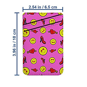 Diascia Pack of 2 - Cellphone Stick on Leather Cardholder ( Hearts Womens Shoes Pattern Pattern ) ID Credit Card Pouch Wallet Pocket Sleeve