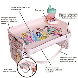 J.L. Childress Disney Baby by 3-in-1 Travel Tray & iPad Tablet Holder, Car Seat Lap Tray for Toddlers & Kids, Princess , 12x16x3 Inch (Pack of 1)