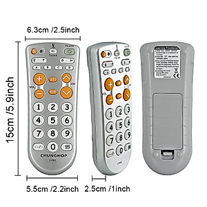 Remote Control Combinational Universal Learning Controller Chunghop L108E for TV/SAT/DVD/CBL/DVB-T/AUX Big Button