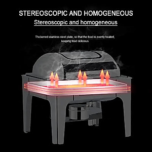 HONHPD Chafing Dish Buffet Set, 6.8 Qt Stainless Steel Complete Chafer Set Catering Warmer Set with Water Pan, Fuel Holder for Parties, Dinners, Catering, Buffet and Weddings, Silvery