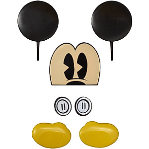 DecoSet® Disney Mickey Mouse Cake Topper, 7-Piece Topper Set with Ears, Eyes, Buttons and Shoes, Made of Food-Safe Plastic, Multiple, 1 SET