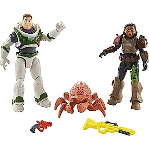 Mattel Lightyear Toys Toy Figures and Accessories, 5-in Scale Izzy & Buzz Figures, Oversized Bug & Blasters