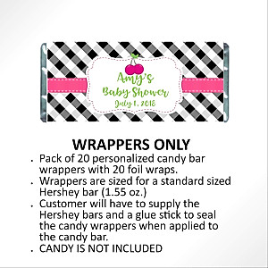 Personalized Candy Wrappers, Cherry Theme Party Favors, Pack of 20 Custom Chocolate Bar Labels