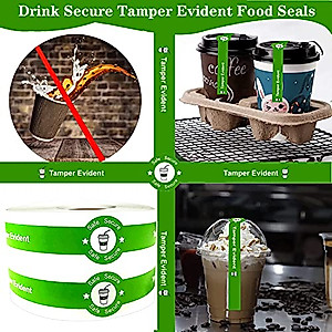 Safe Secure Tamper Evident Seals Stickers for Drink Lids 1"x 9"Tamper Proof Stickers-500Pcs Food Delivery Stickers Sealed for Freshness Labels Drink Food Coffee Milk Tea Ice Cream Safety Seal Stickers
