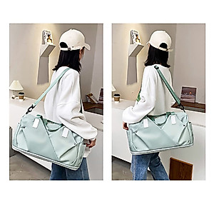 Gym Bag for Women Duffels Pleated Sports Tote Travel Bags Carry On with Shoe Compartment for Weekender Tennis Baseball Yoga School