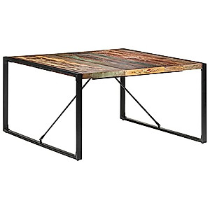 AJSEOYBS Large Dining Table,Industrial Rustic Kitchen Dining Room Table, Dinner Table for Kitchen, Living Room,Dining Table 55.1"x55.1"x29.5" Solid Reclaimed Wood