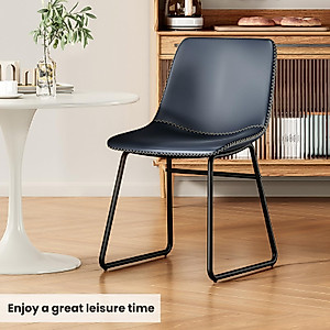 Soohow Set of 2, Kitchen Room Mid Century Midcentury Modern Faux Leather Comfortable, Home, Bistro Coffee Shop, Dining Chairs 4 PCS, Blue