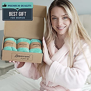 Leporem 3 Pack Microfiber Hair Towel, Huge (30 inch X 11 inch) Super Absorbent & Quick Dry Spa Hair Turban for Curly, Long, Thick Hair, Anti-Frizz, Hair Repair Towel Wrap for Women, Kids