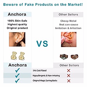 ANCHORA Original Magic Earring Backs for Droopy Ears | Earring Lifters for Heavy Earring | Earing Lifter Backs BAX | Earlobe Secure Clear Miracle (2 Silver 1 Gold)