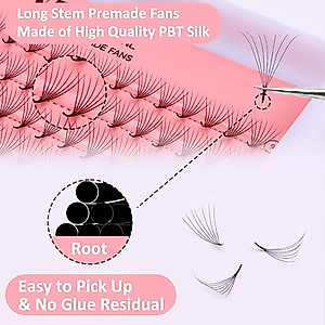 VEYES INC Lash Extension Supplies Premade Fans Eyelash Extensions Mixed Tray 7D 0.07 C curl 9-16mm Short Stem Volume Lashes Matte Black 320FANS