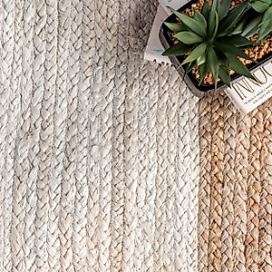 nuLOOM Eleonora Bordered 2x6 Jute Runner Rug for Dining Room Rug Neutral Rug Living Room Rug Entryway Hallway Kitchen, White/Natural