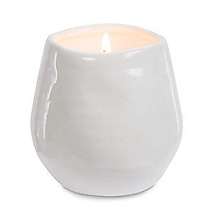Pavilion Gift Company Make A Wish Happy 30th Birthday-8 oz Soy Wax Candle with Wick in A White Ceramic Vessel 8 oz-100 Scent: Serenity, 3.5 Inch Tall