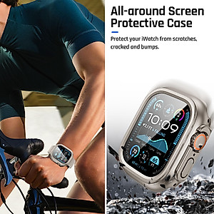 Goton Waterproof Screen Protector Case Compatible for Apple Watch Ultra 2/1 49mm, Hard Bumper with Tempered Glass for iWatch Cover 49 mm