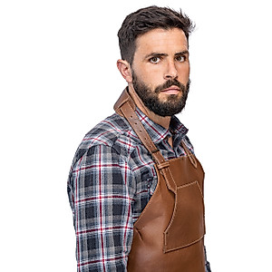 Premium Leather Apron - Full Leather handcrafted BBQ, Working, Barber Apron - One-Cut Style, adjustable Chef`s apron Henry