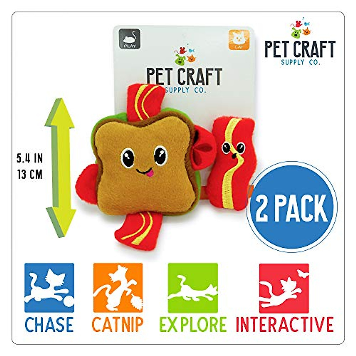 Pet Craft Supply Silly Snacks and Funny Food Crinkle Cuddling Catnip and Silvervine Interactive Cat Toys - Great for Indoor Cats and Kittens, All Breed Sizes