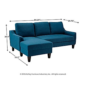 Signature Design by Ashley Jarreau Sofa Chaise Sleeper Chofa with Pull-Out Cushion, Blue