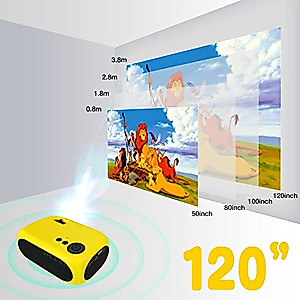 Mini Portable Projector, 30,000H Small Movie Projector for Outdoor Home Theater Use with Remote Control, Compatible with Full HD 1080P HDMI, VGA, USB, AV, Laptop, Smartphone